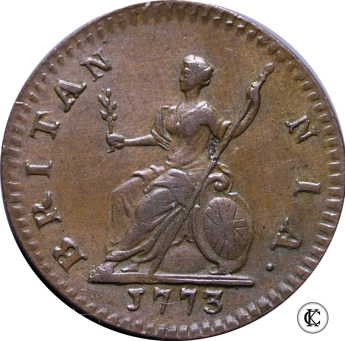 1773 George III Farthing AU 58 BN – Kos Coins