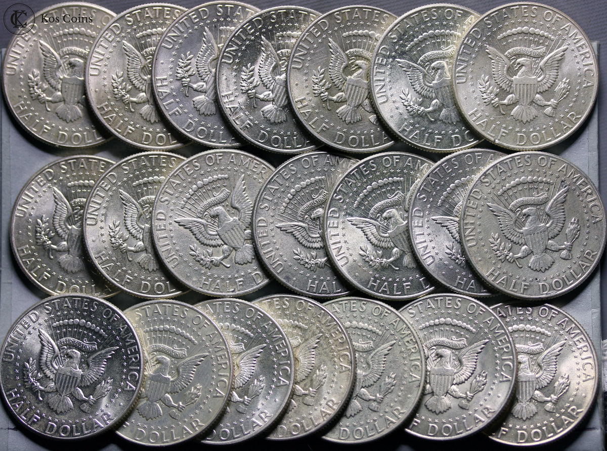 1964 Kennedy half dollar 90%silver coins (21 coins in this lot) – Kos Coins